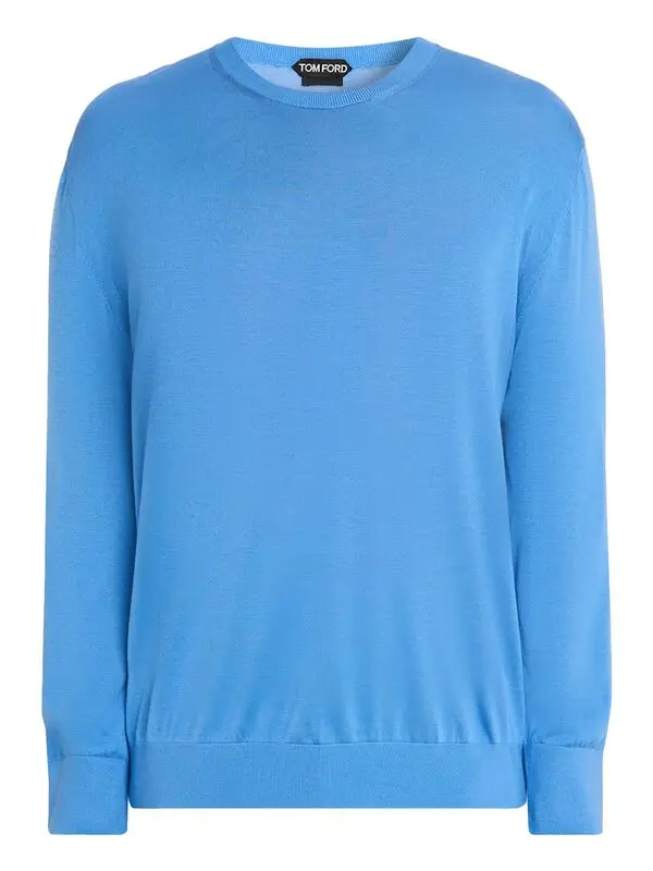 TOM FORD Fine-gauge Silk Crewneck Sweater - Azure Blue