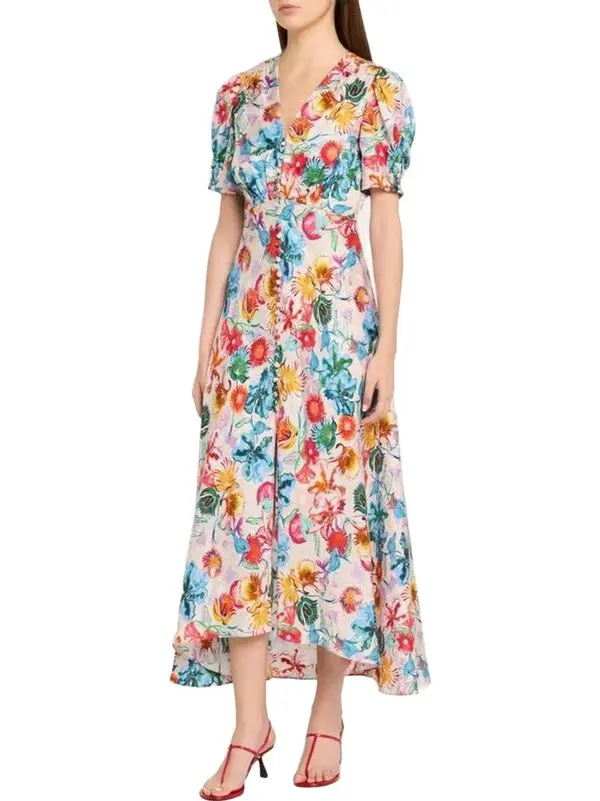 Saloni Lea Printed Maxi Dress - Multi