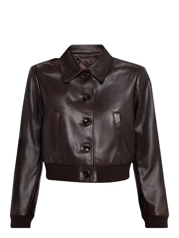 Dorothee Schumacher Cropped Leather Jacket - Black Choc