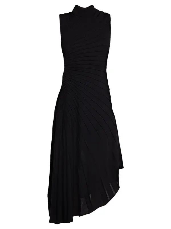 Alaïa Mock-neck Wool Dress - Noir