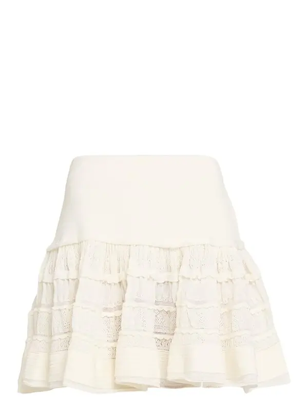 Alaïa Crinoline Pointelle Ruffle Mini Skirt - Blanc