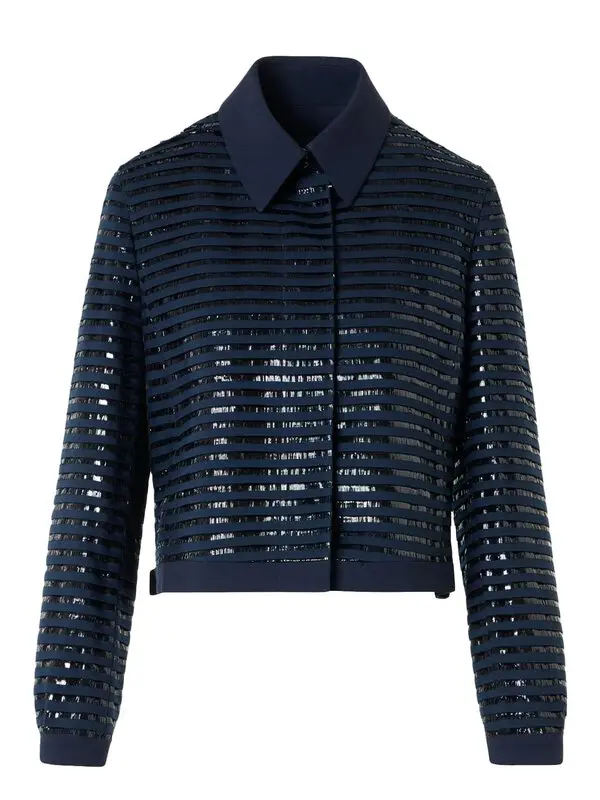 Akris Peer Metallic Fringed Jacket - Navy