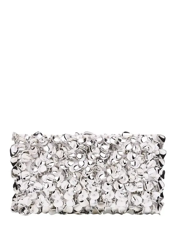 Simkhai Reese Metallic Beaded Clutch Bag - Silver
