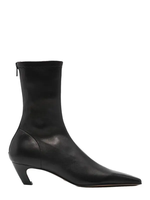 Khaite Arizona Leather Ankle Boots - Black