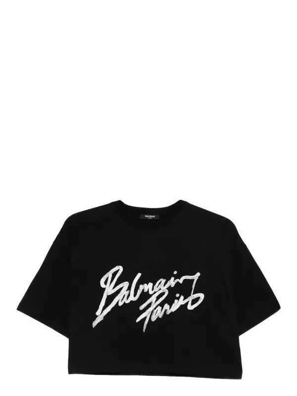 Balmain Logo Cotton T-shirt - Black