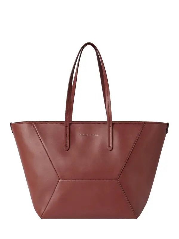 Brunello Cucinelli Leather Shopping Bag - Red