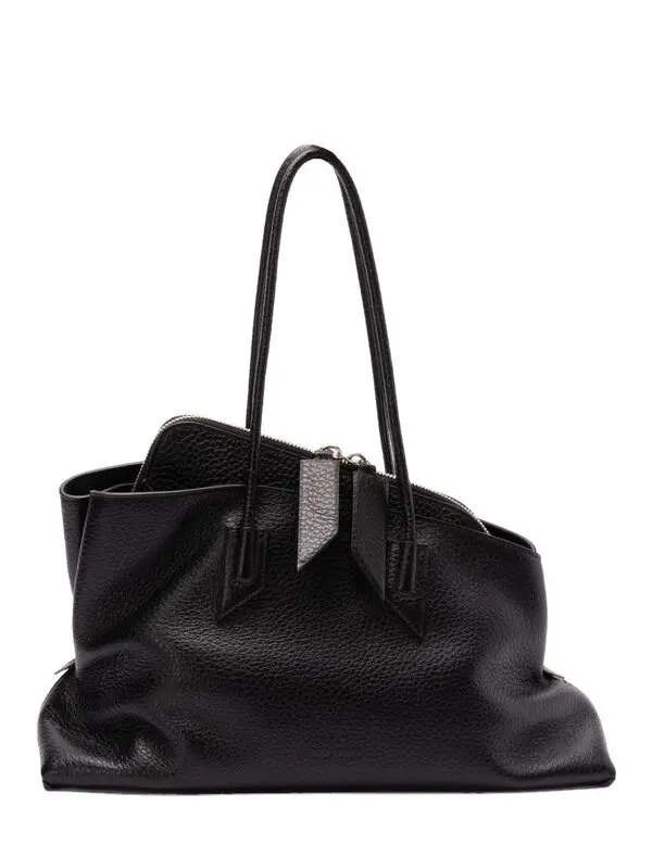 Attico La Passeggiata Leather Shoulder Bag - Black