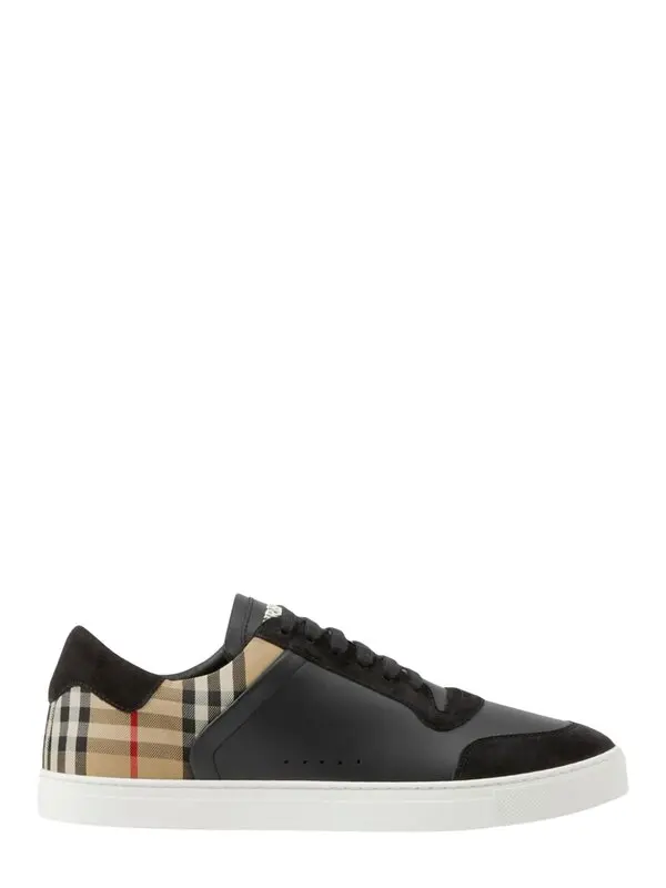 Burberry Check Leather Sneakers - Black