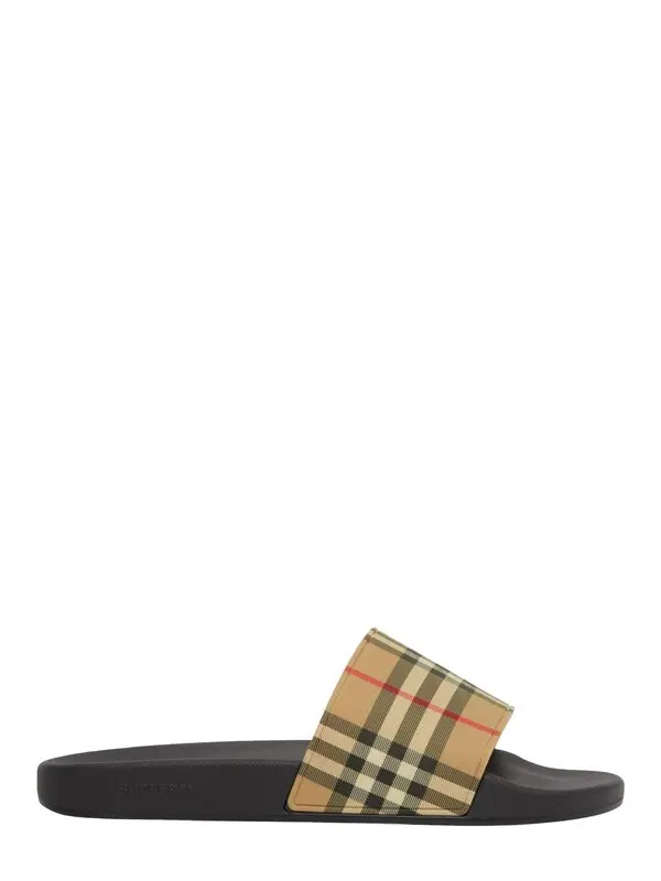 Burberry Check Slippers - Beige