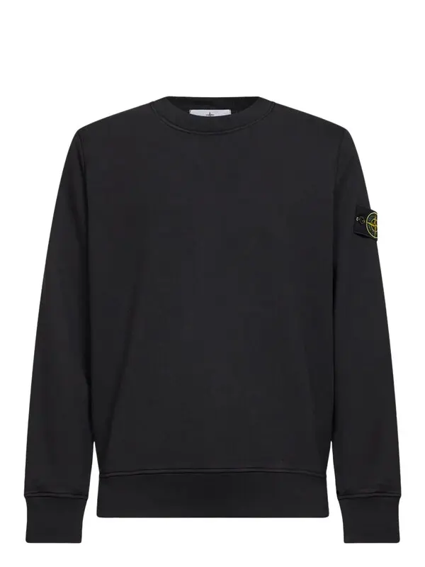 Stone Island Crew Neck Sweater With Logo - Black