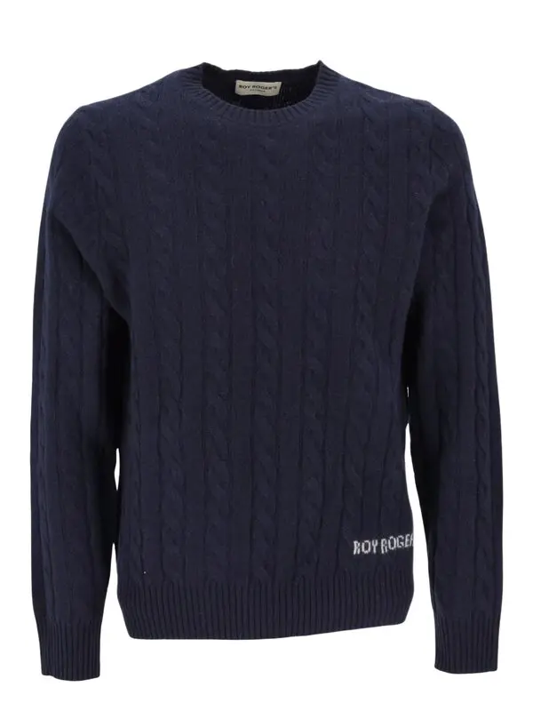 ROY ROGER'S Crew Neck Sweater With Logo - Blue