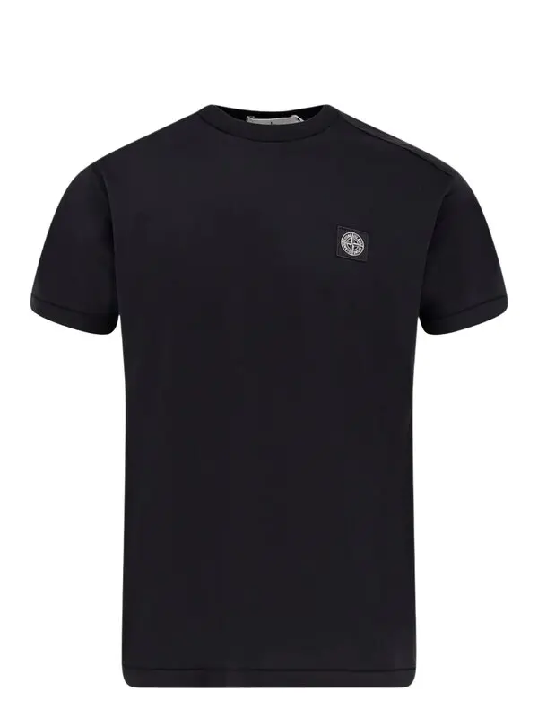 Stone Island Logo Cotton T-shirt - Black