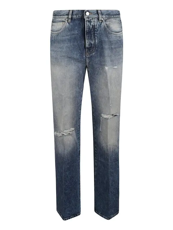Amiri Slashed Boot-cut Jeans - Blue
