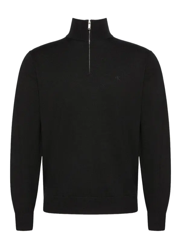Calvin Klein Wool Quarter Zip Pullover - Black