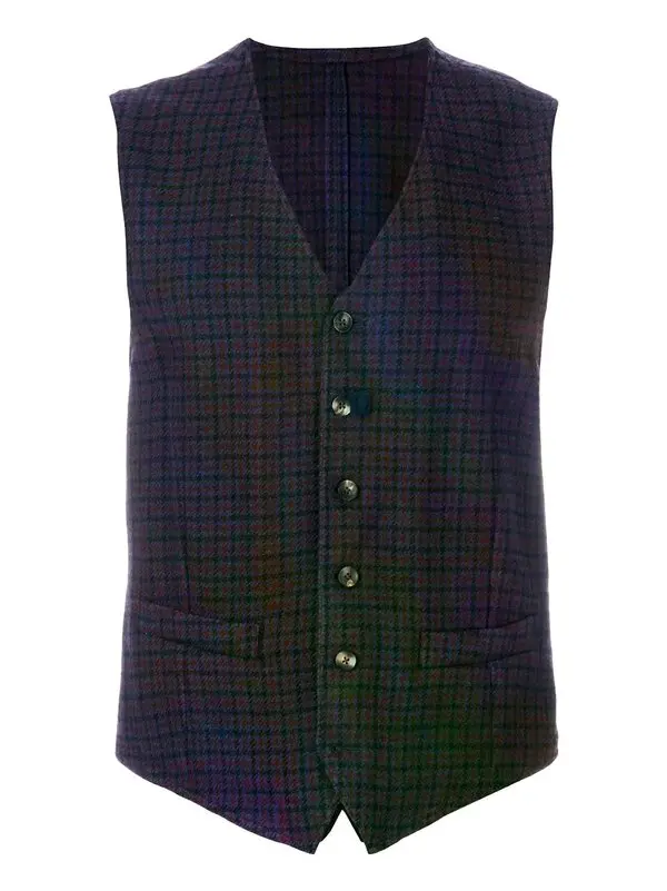 LARDINI Tartan Wool Gilet - Multicolour