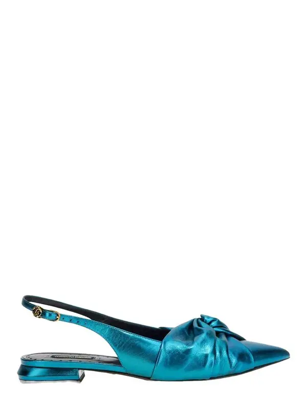 Roberto Cavalli Knot-detail Pointed-toe Flat Pumps - Blue