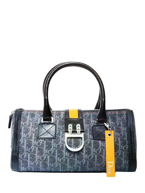 Dior 2005 Trotter Logo Boston Tote Bag - Blue
