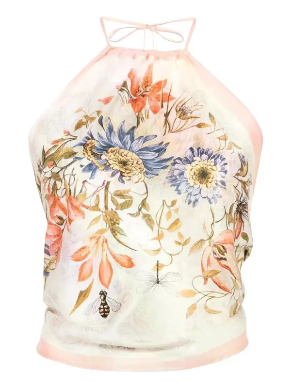 Etro Floral-print Top - Neutrals
