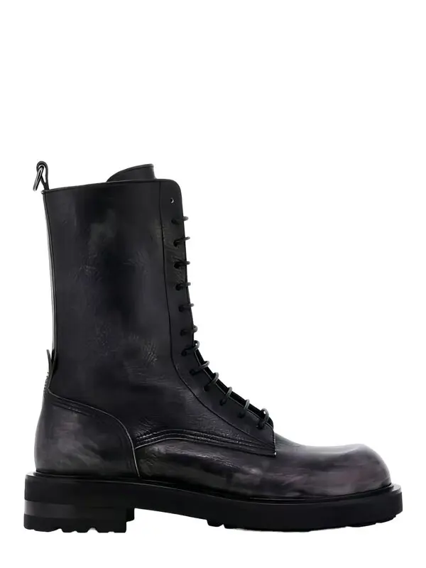 Roberto Cavalli Lace-up Leather Boots - D0033 Black