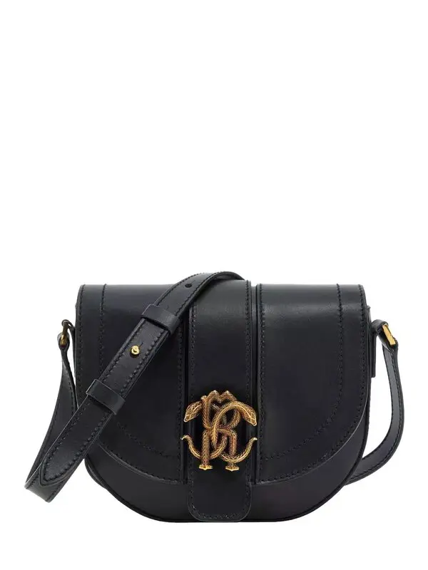 Roberto Cavalli Mirror Snake Shoulder Bag - Black