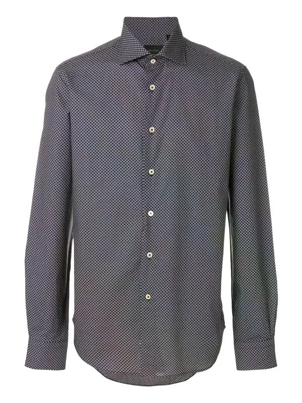 DELL'OGLIO Fine Print Shirt - Blue