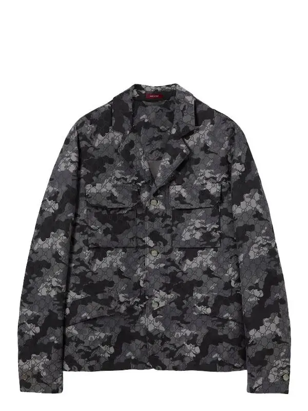 Gucci Gg Marbled Cotton Jacquard Jacket - Blue