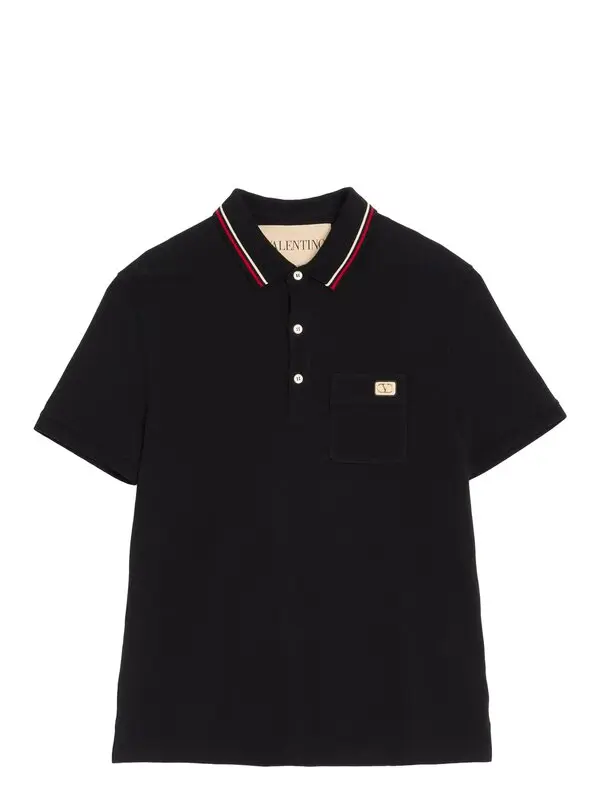 Valentino Garavani Cotton Jersey Vlogo Polo Shirt - Black