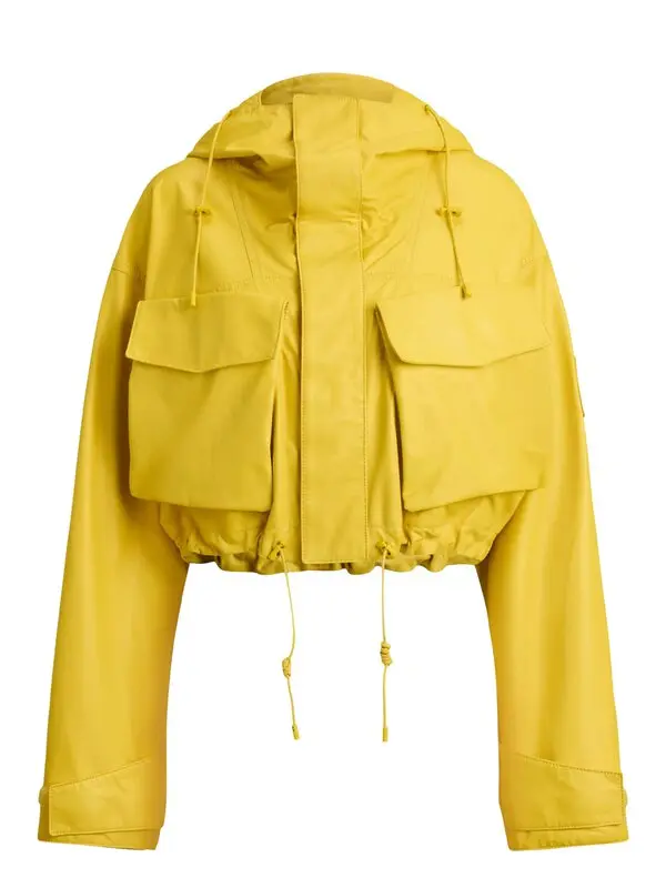 Ralph Lauren Ferra Cropped Calfskin Jacket - Yellow