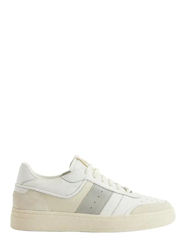 GIUSEPPE ZANOTTI Low-top Suede And Leather Sneakers - Beige