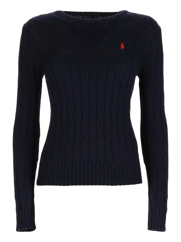 Polo Ralph Lauren Cable Knit Sweater With Logo - Blue