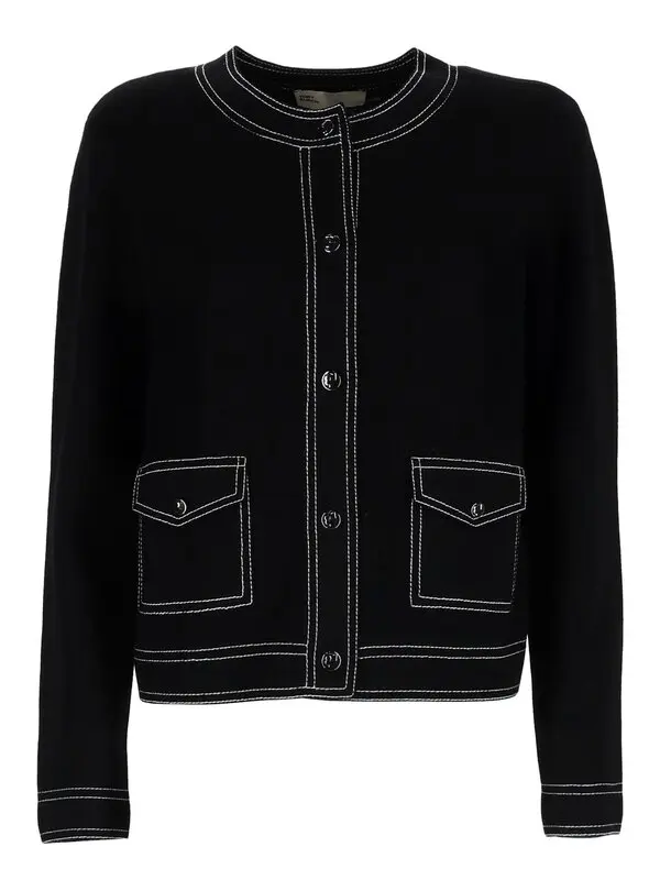 Tory Burch Topstitched Cardigan - Black