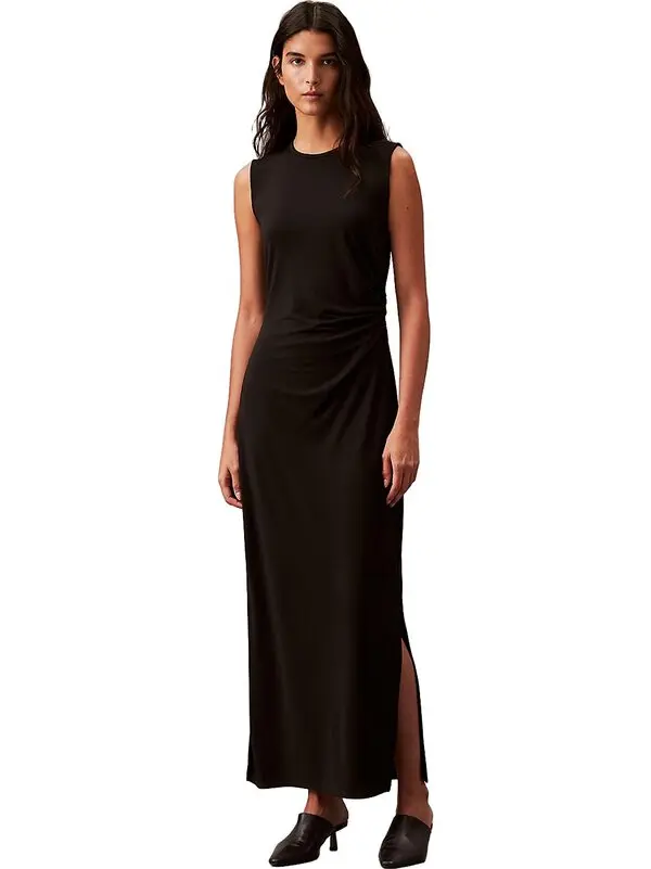 Calvin Klein Refined Jersey Gathered Maxi Dress - Black Beauty