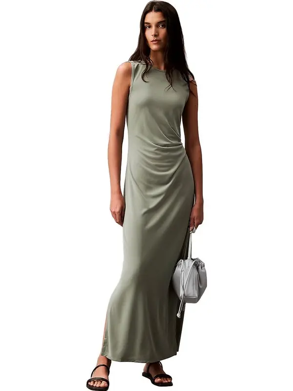Calvin Klein Refined Jersey Gathered Maxi Dress - Cabana Green