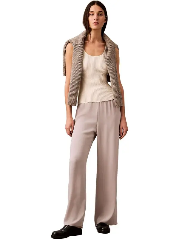 Calvin Klein Wide Leg Pull-on Trousers - Ashes Of Roses