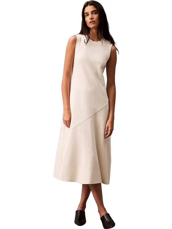Calvin Klein Textured Terry Midi Dress - Antique White