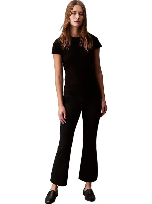 Calvin Klein Stretch Crepe Flared Trousers - Black Beauty