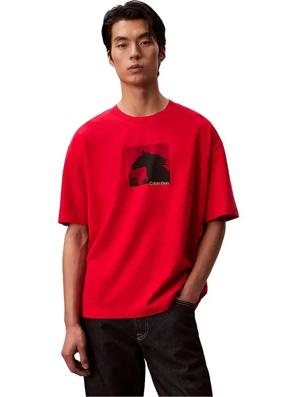 Calvin Klein Lunar New Year Graphic Relaxed T-shirt - Pantone Red