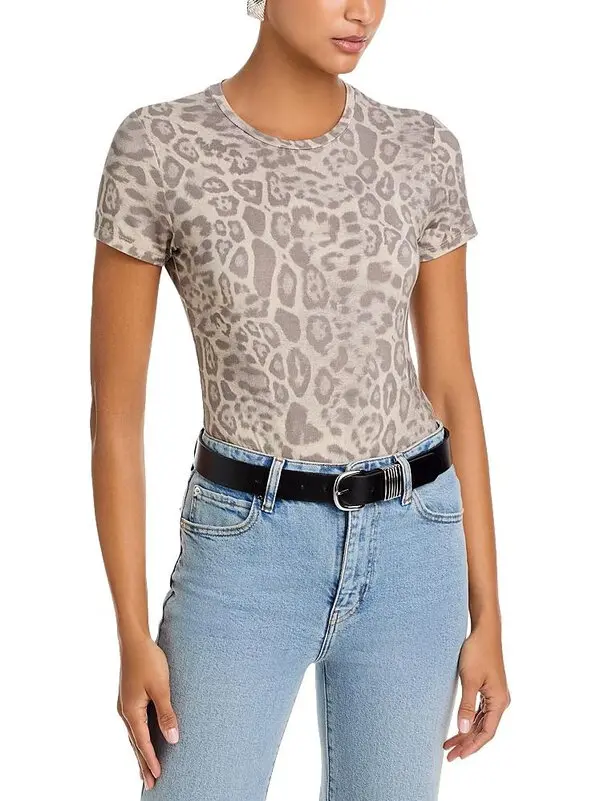 L'Agence Ressi Leopard Print Tee - Grey Multi Patch Leopard