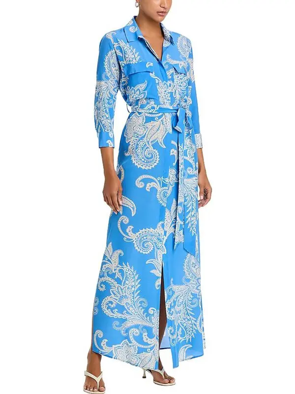L'Agence Cameron Long Sleeve Silk Shirt Dress - Regatta Blue