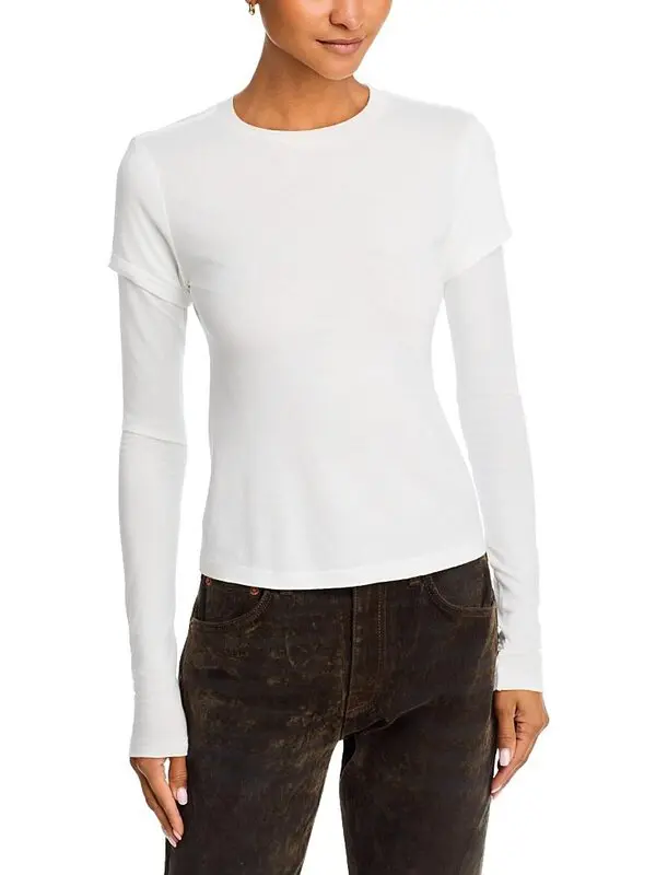 RE/DONE Slim Layer Long Sleeve Tee - Off White