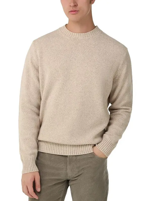 Boggi Milano Mouline Wool Crewneck Sweater - Sand
