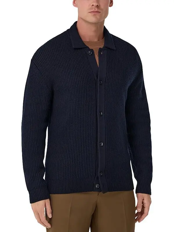 Boggi Milano Merino Wool Shirt - Navy Blue