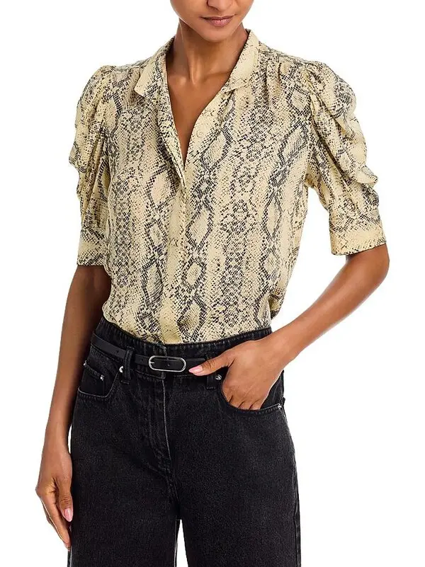 FRAME The Silk Snake Gillian Top - Camel Multi