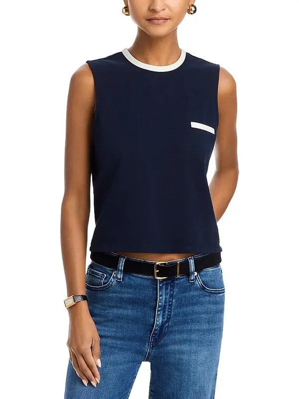 FRAME The Pique Pocket Tank - Navy Multi