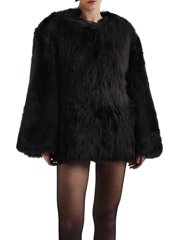 MALINA Jana Shearling Long Sleeve Jacket - Black