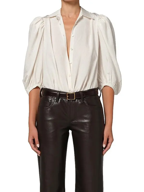 Citizens Of Humanity Puff Sleeve Button-up Shirt - Sand Microstripe
