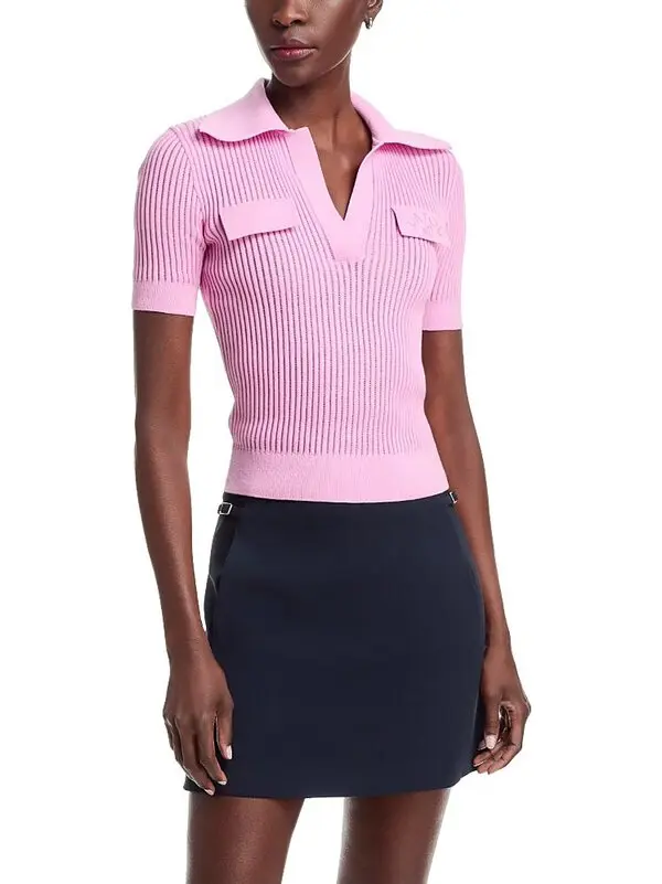 PATOU Embroidered Knit Polo Top - Orchid Ice