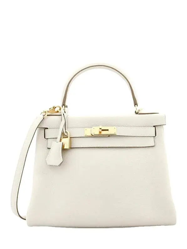 HERMES Kelly 28 Handbag With Gold Hardware - Craie