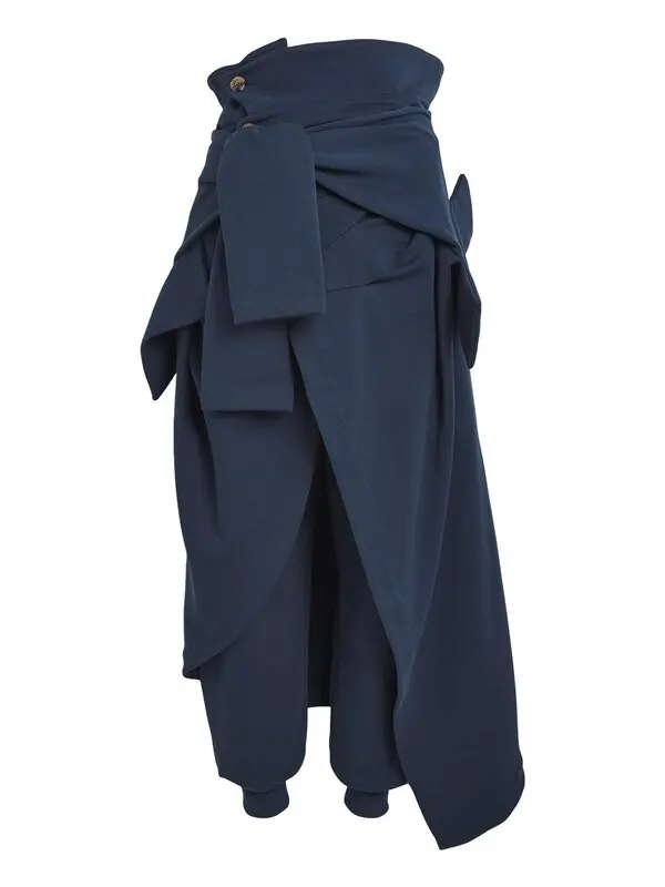 A.W.A.K.E. Mode Cotton-jersey Sweatpants With Attached Skirt - Navy