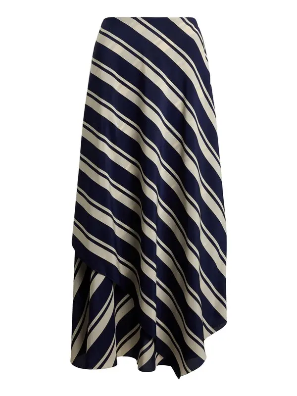Ralph Lauren Silk Tilda Striped Maxi Skirt - Blue